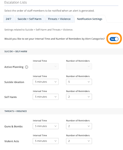 Beacon Notification Settings