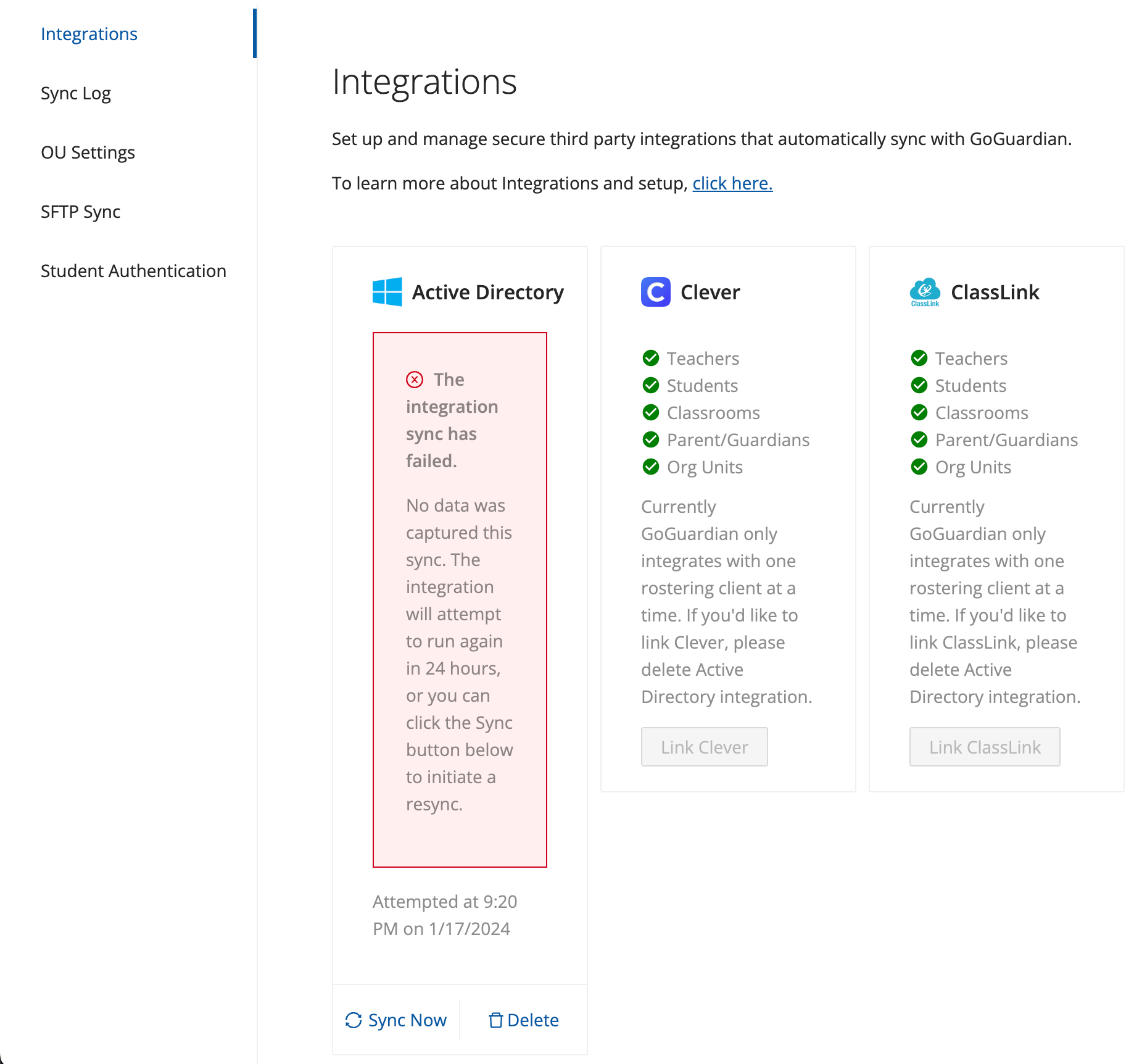 Troubleshoot Active Directory Sync Application