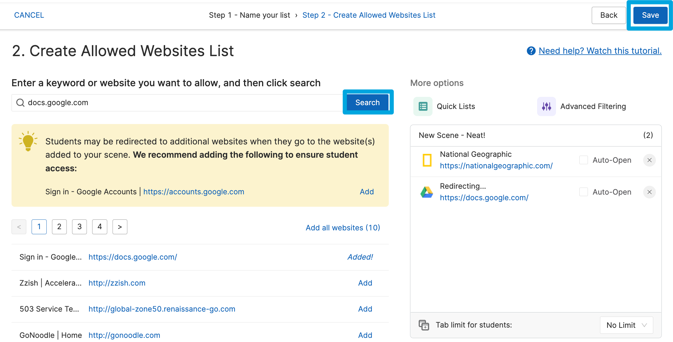 How to use Scenes: Block and Allow Websites in GoGuardian Teacher