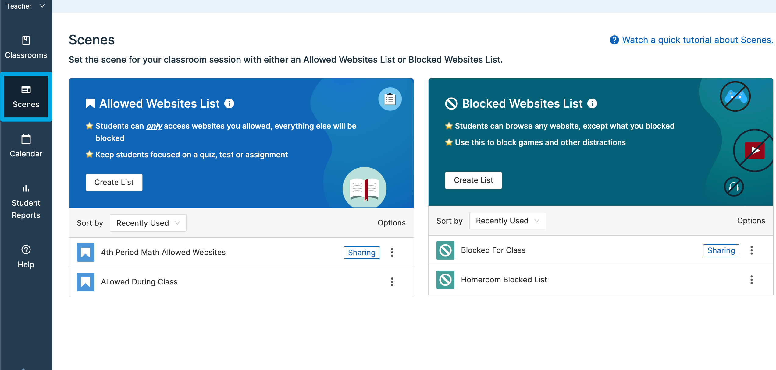 How to use Scenes: Block and Allow Websites in GoGuardian Teacher