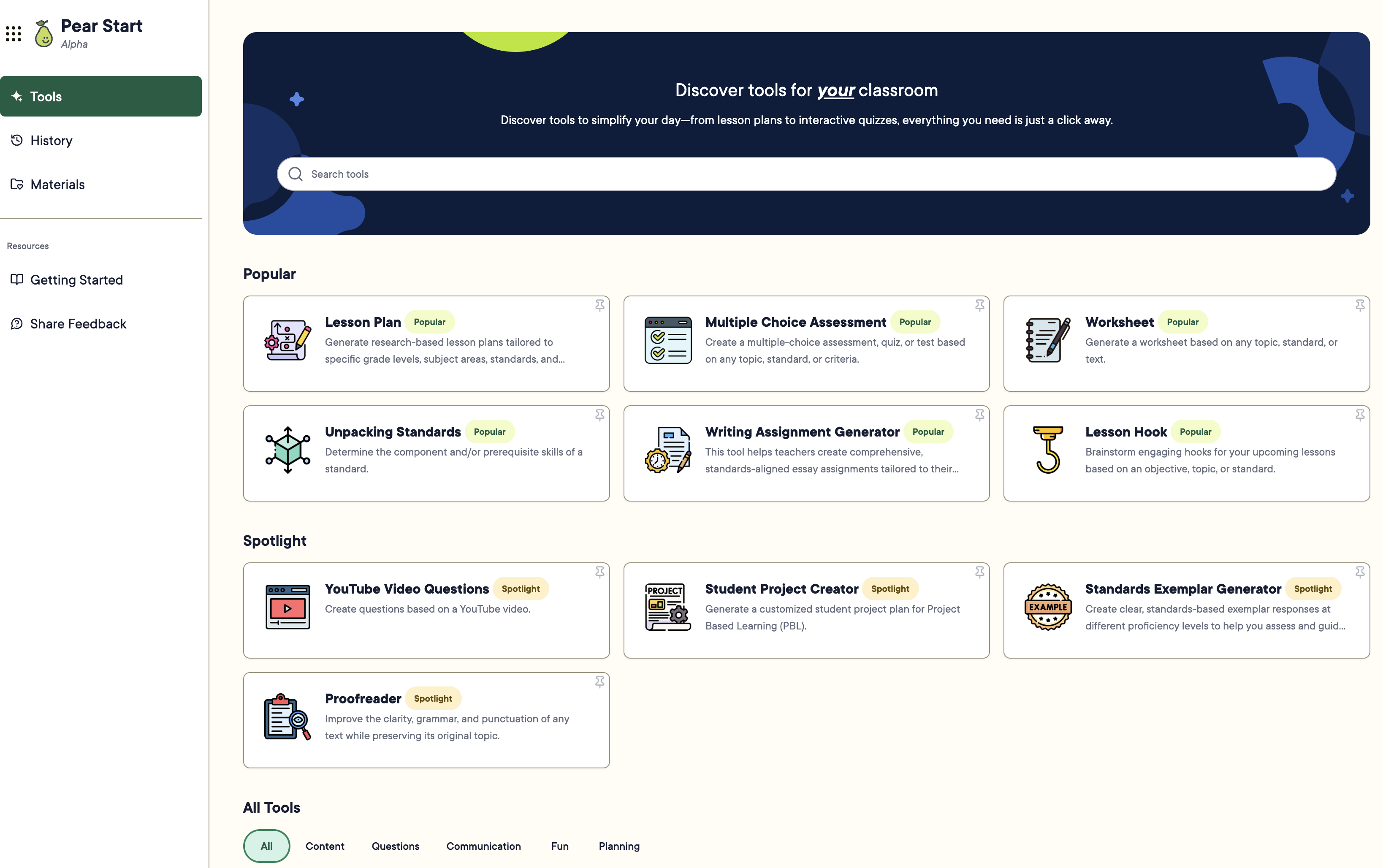 Pear Start Tools Overview